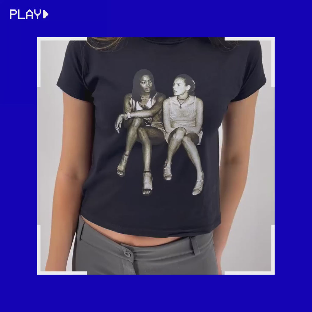 SUPERMODELS BABY TEE - SORT – Dinvintageshop